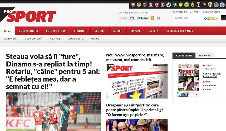 Noul prosport.ro – Mai mare, mai curat, mai uşor de citit