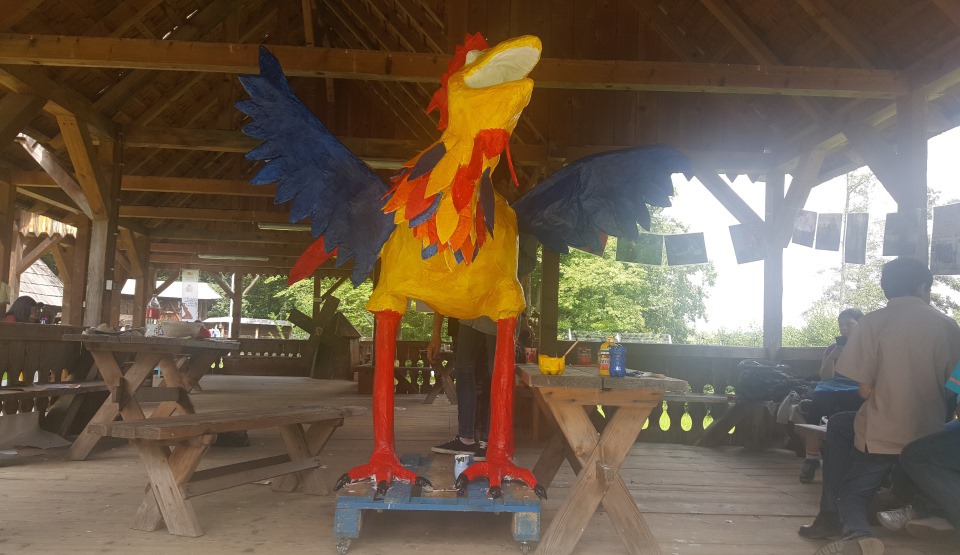 Cocoş mexican din ceramică, de 2 metri, pictat în culorile drapelului ...