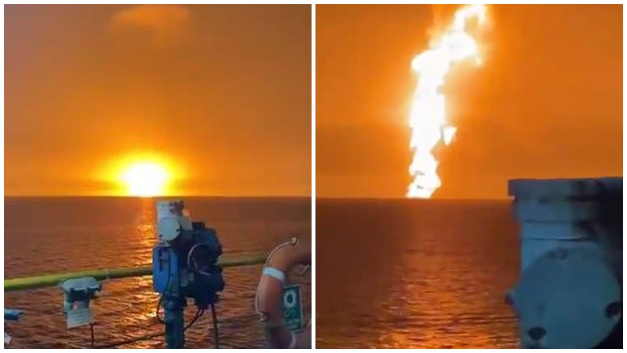 O explozie uriașă, cauzată de „un vulcan noroios”, văzută în apropiere ...