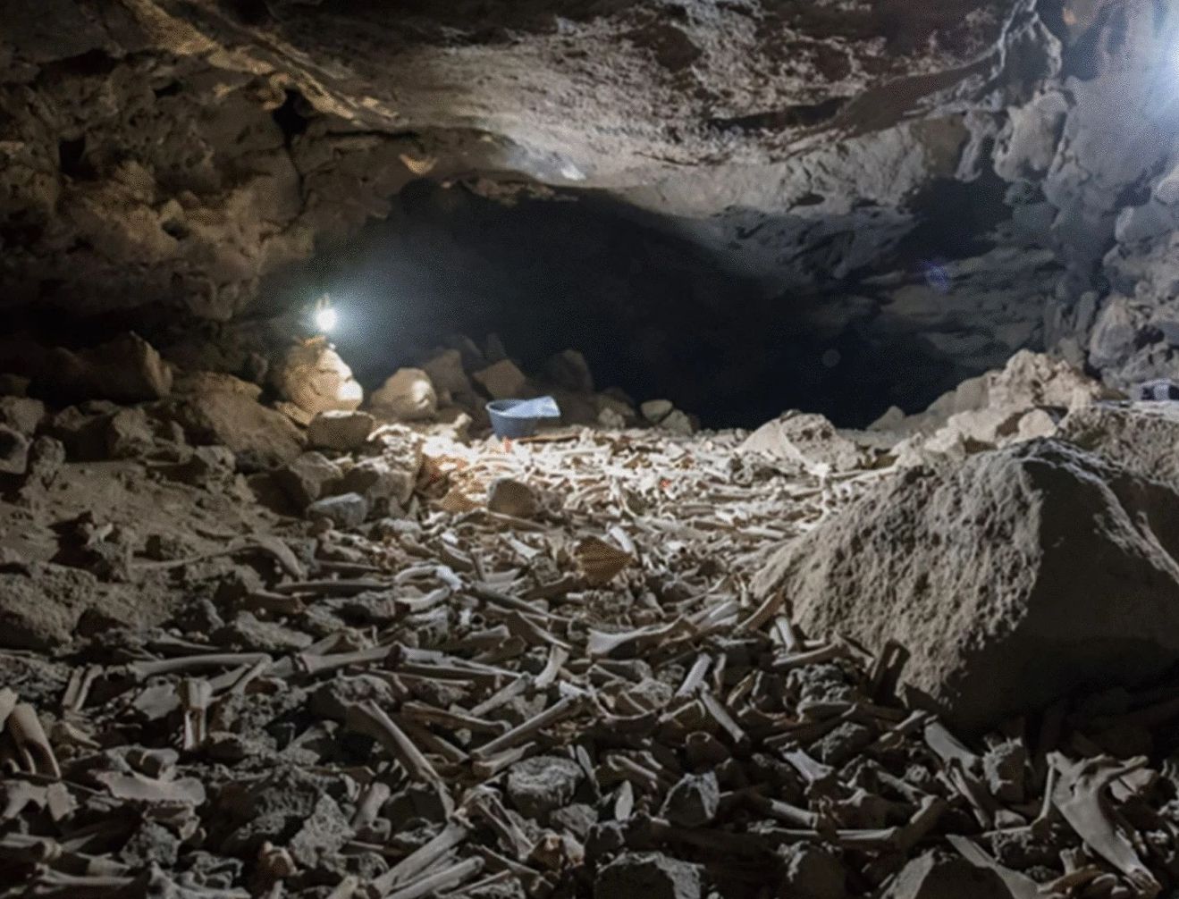 Un bârlog plin cu sute de mii de oase, inclusiv umane, a fost ...