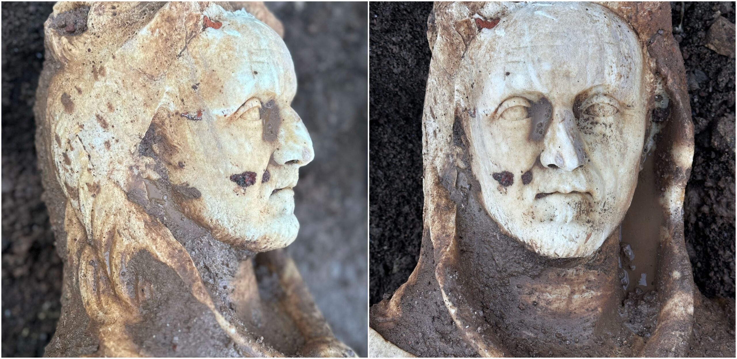 Statuia unui împărat roman, îmbrăcat precum Hercule, găsită lângă o ...