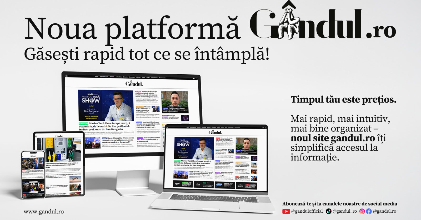 Noua platformă GÂNDUL.RO se lansează astăzi. Găsești rapid tot ce se ...