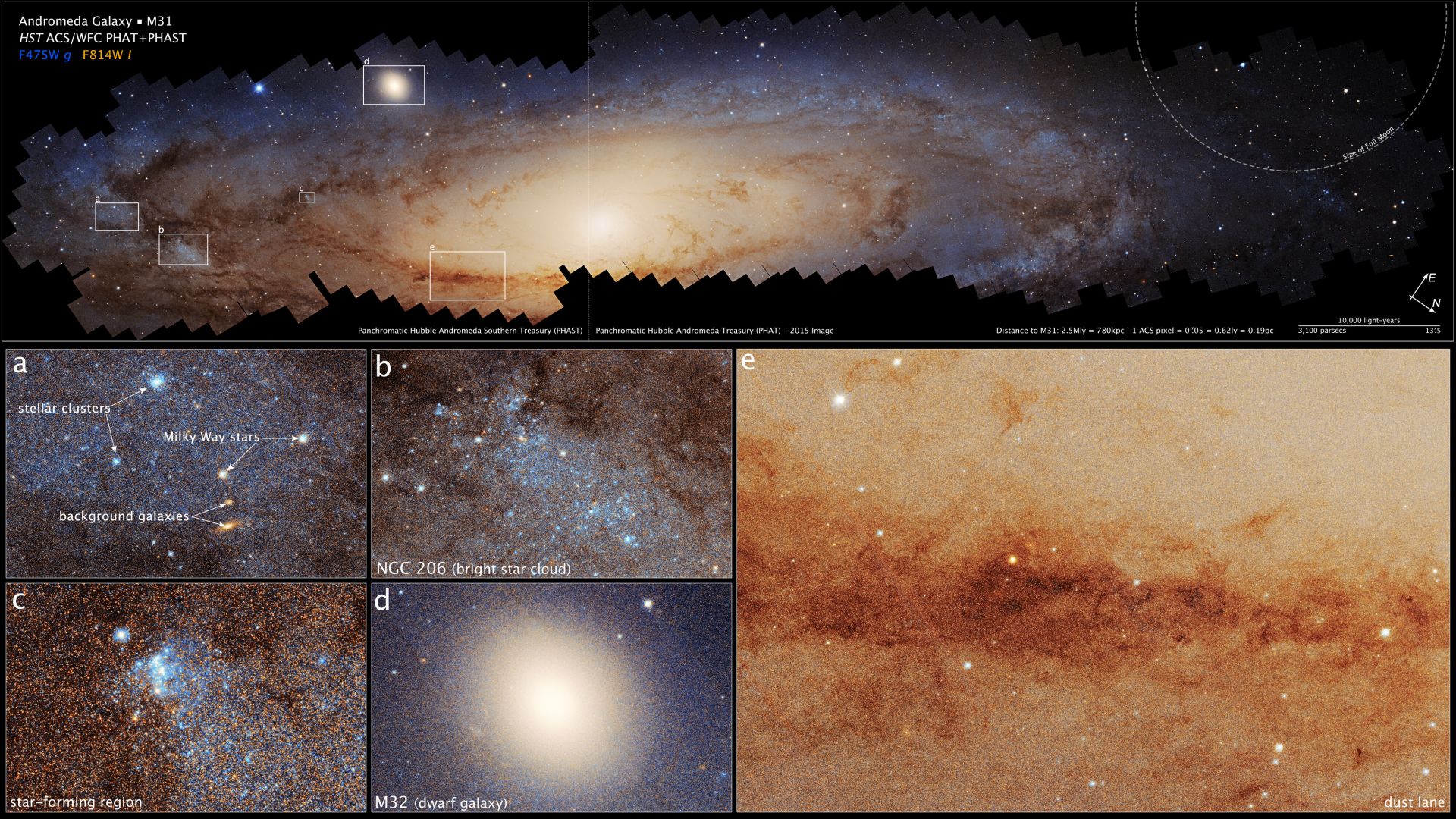 Telescopul Hubble a dezvăluit istoria ascunsă a galaxiei Andromeda